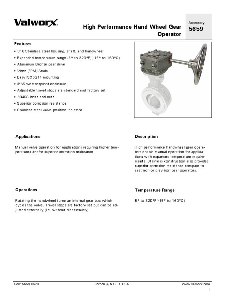 5659 High Performance Hand Wheel Gear Operator: Features | PDF ...