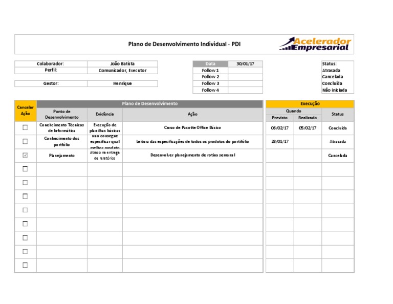 PDI - Modelo Preenchido | PDF