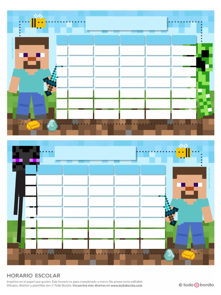 Escolar Minecraft Horario | PDF