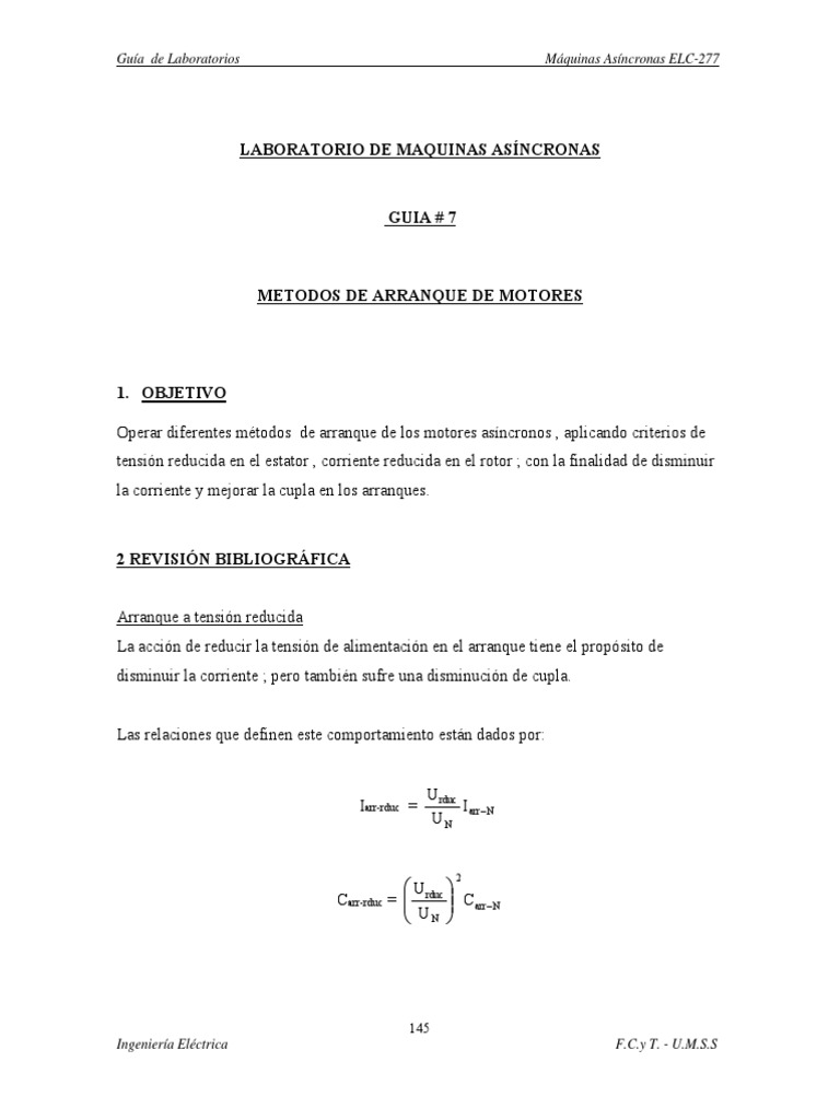 Guia 7 Métodos de Arranque | PDF | Corriente eléctrica | Ingenieria ...
