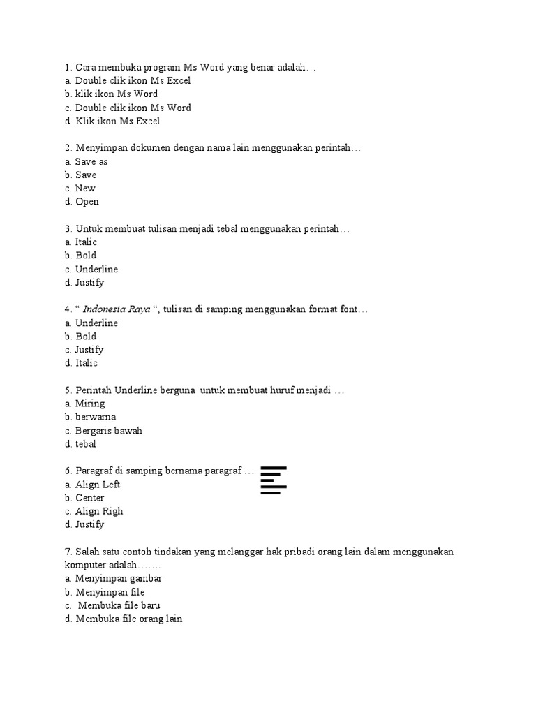 Soal TIK SD Kelas 5 | PDF