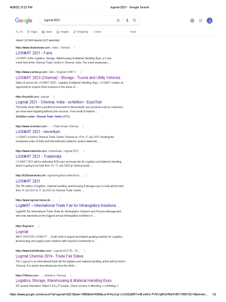 Logmat 2021: Logistics Expo Chennai | PDF | Logistics | Warehouse