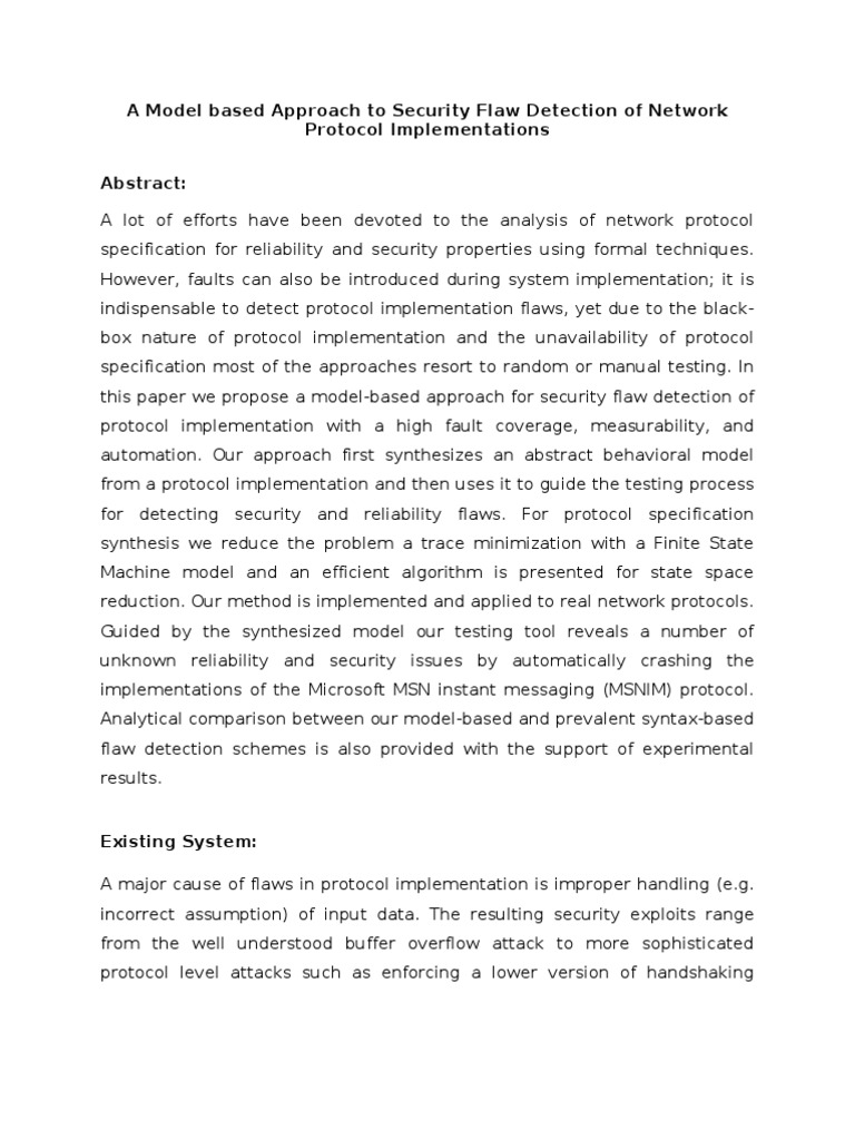 4 A Model Based Approach To Security Flaw Detection Of Network Protocol Implementations Pdf