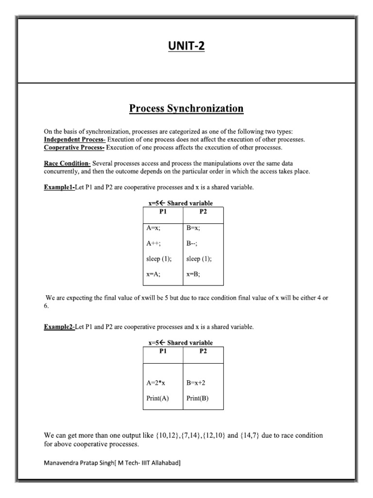 Unit-2-Process Synchronization | PDF