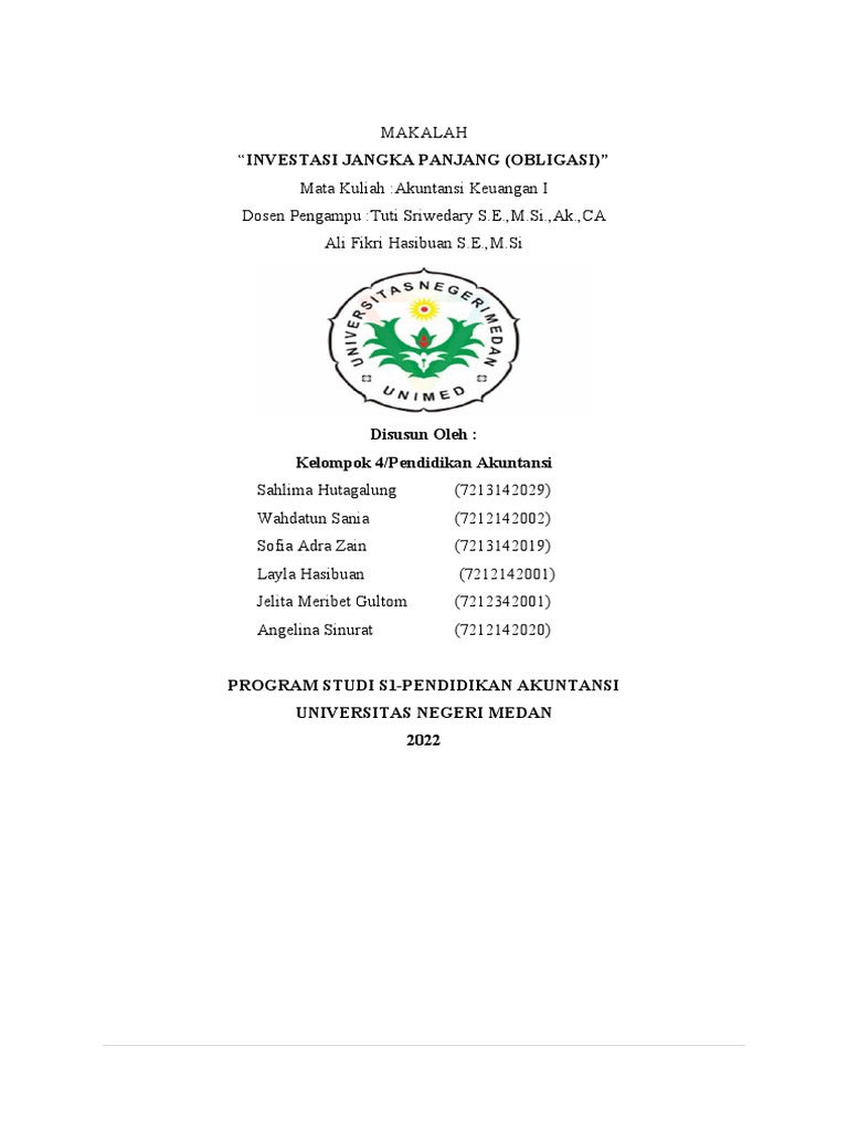 Makalah Investasi Jangka Panjang Obligasi | PDF