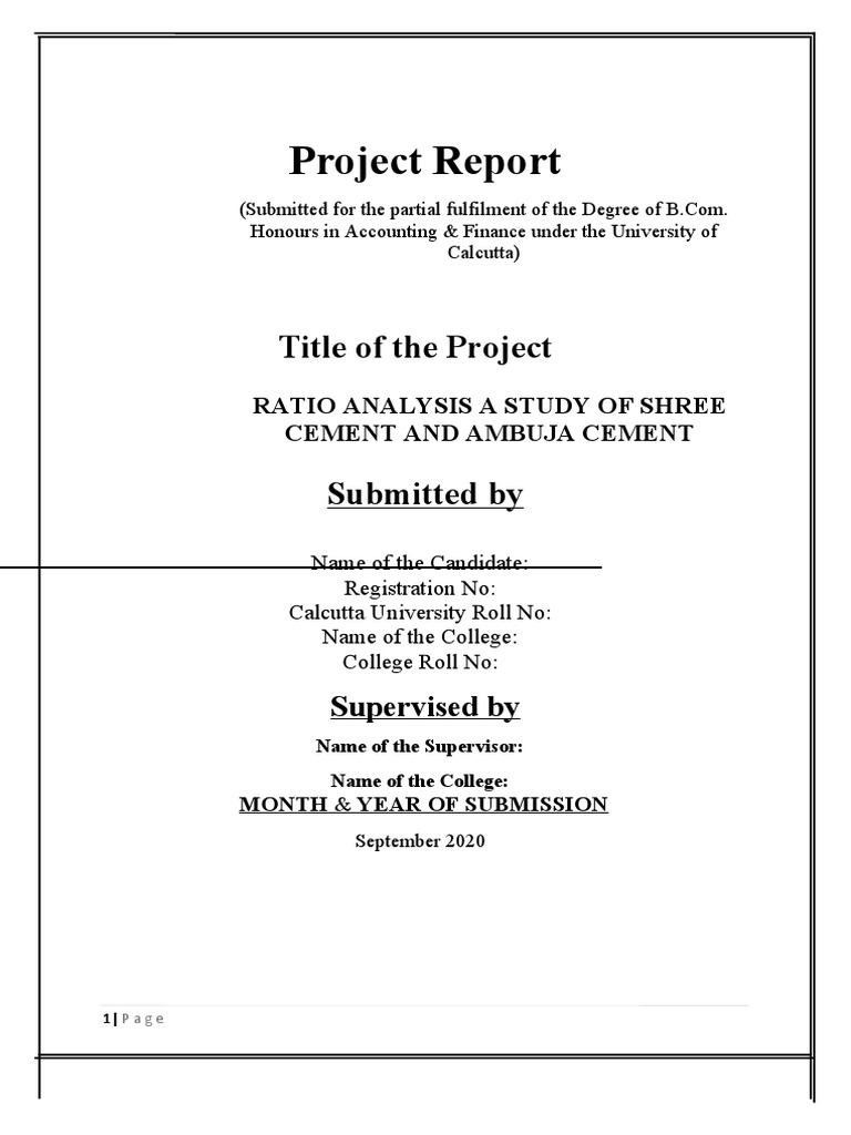 Ratio Analysis of Shree Cement and Ambuja Cement Project Report 1 | PDF ...