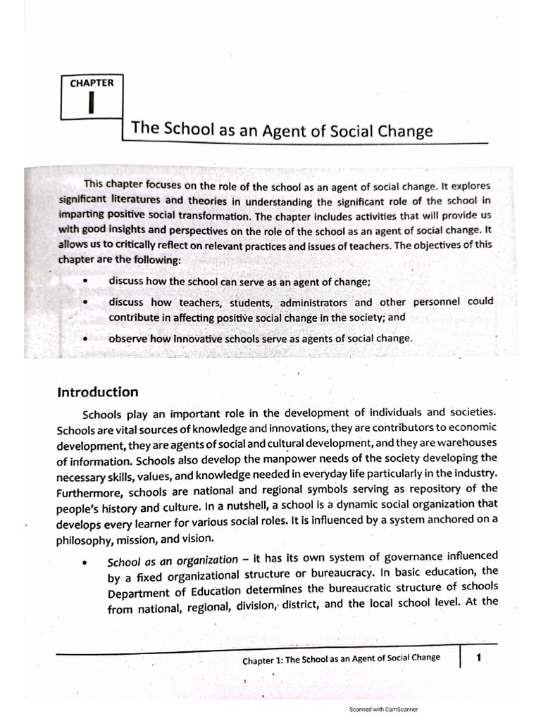 Chapter 1 The School As An Agent of Change | PDF