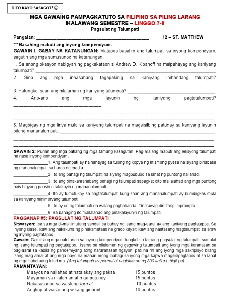 Piling Answer Sheet Week 7-8 | PDF