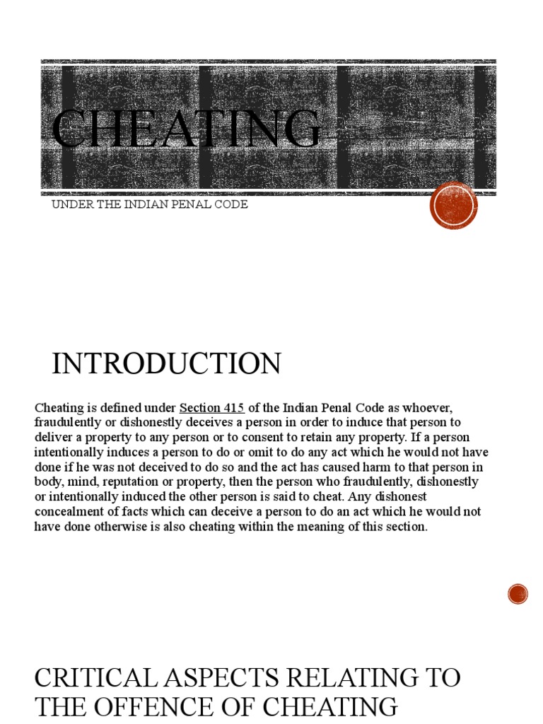 Presentation IPC Cheating | PDF | Deception | Dishonesty