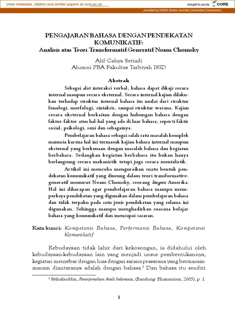 MAKALAH Teori Transformatif-Generatif Noam Chomsky | PDF