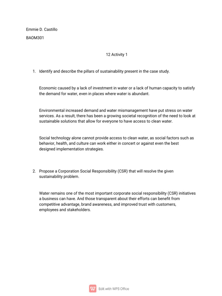Pillars of Sustainability in Water Access | PDF