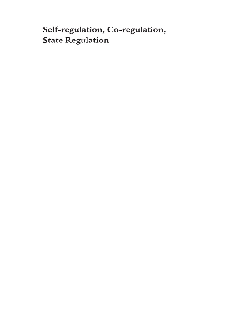 Self Regulation and Co-Regulation | PDF | Governance | Regulation