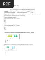 Prueba de Matematicas Sumas y Restas 1 Basico | PDF