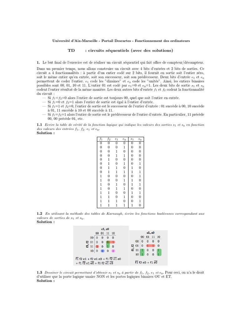 TD4 Solutions | PDF | Fonction logique | Électronique