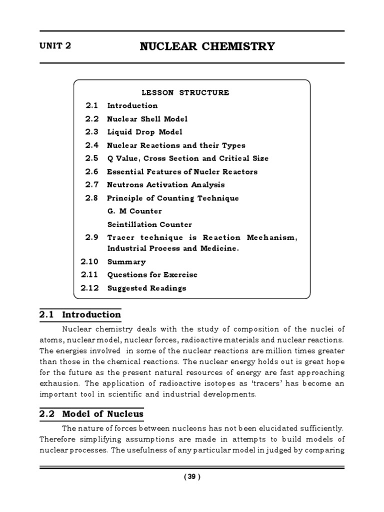 MSC Chemistry Paper-II Unit-2 | PDF | Atomic Nucleus | Nuclear Reaction