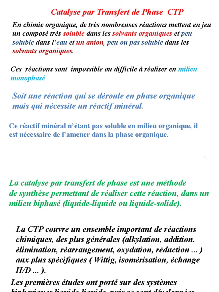 Catalyse par Transfert de Phase en Chimie | PDF | Catalyse | Ammonium
