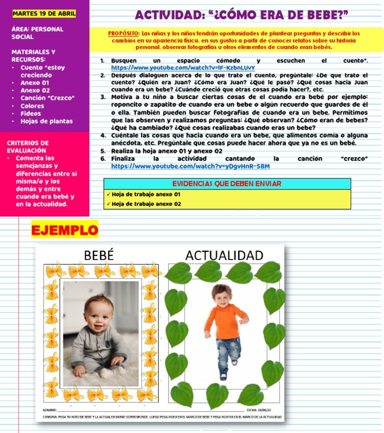 Cómo era yo de bebé: Actividades y relatos | PDF | Salud y bienestar