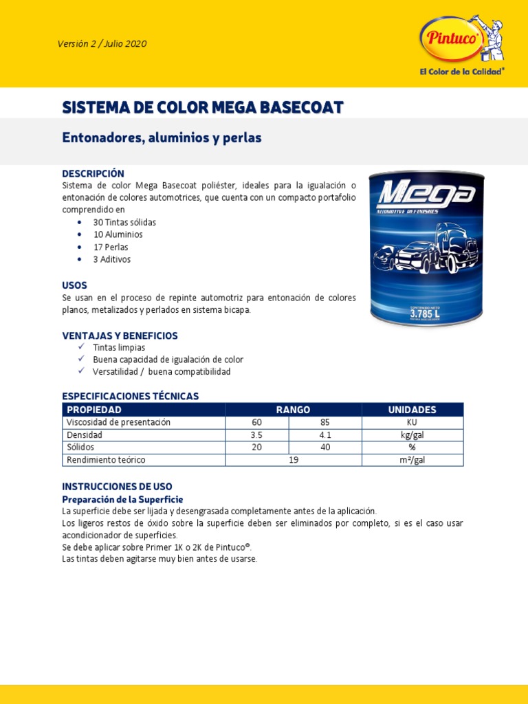 Sistema de Color Mega Basecoat | PDF | Calidad (comercial)