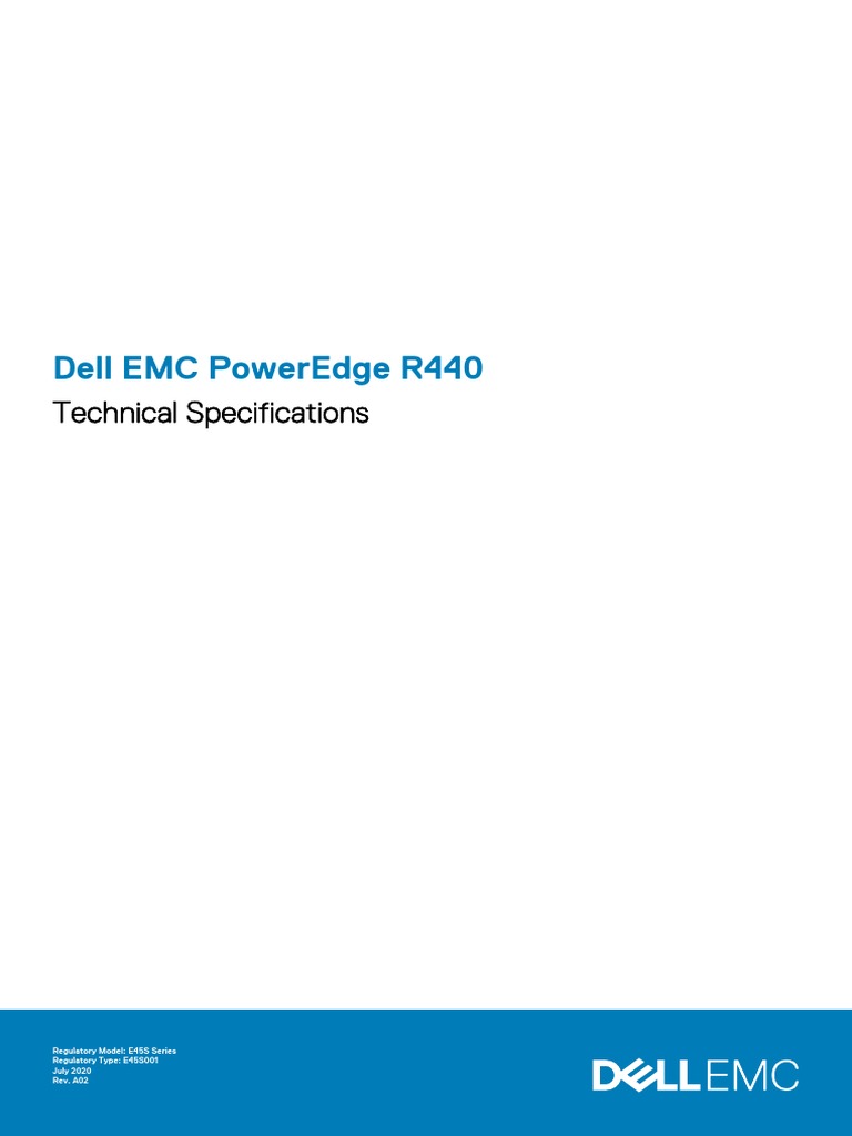 Dell Emc Poweredge R440: Technical Specifications | PDF | Usb | Solid ...