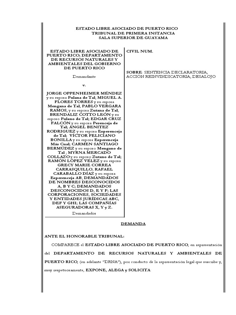 Demanda Final Rev | PDF | Puerto Rico | Propiedad