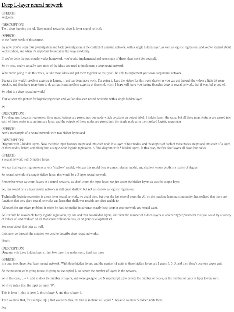 1deep L Layer Neural Network | PDF | Artificial Neural Network | Deep ...