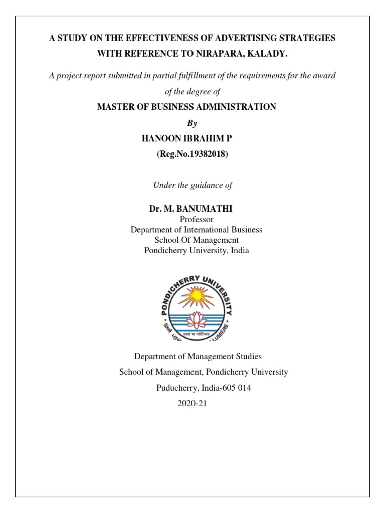 Sample Final Year Project | PDF | Advertising | Marketing