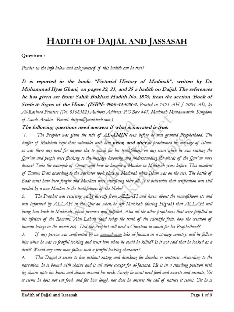 Hadith of Dajjal and Jassasah | Prophets And Messengers In Islam | Hadith