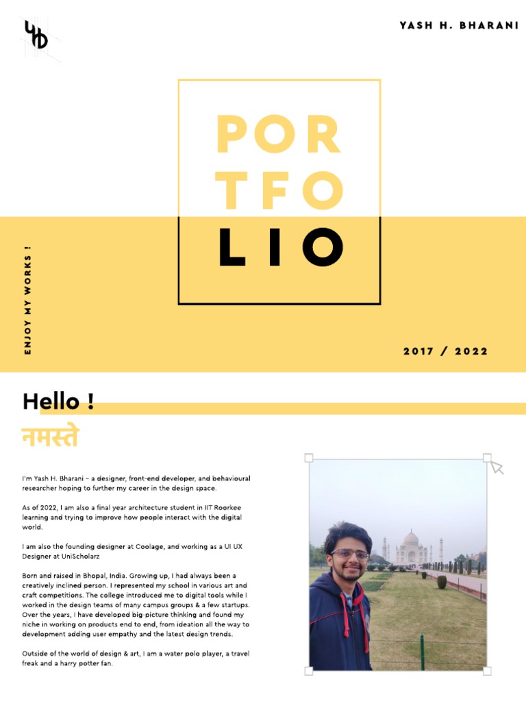 Design Portfolio - Yash H Bharani | PDF