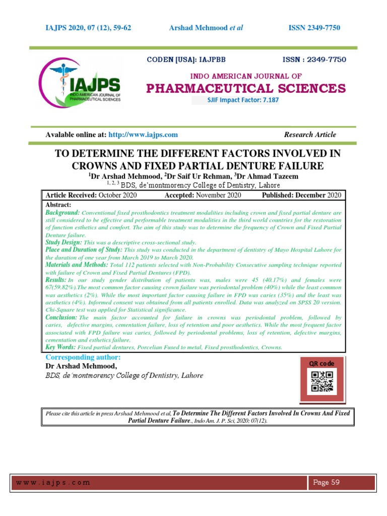 12.fixed Partial Denture Failure | PDF | Dentistry Branches | Health Care