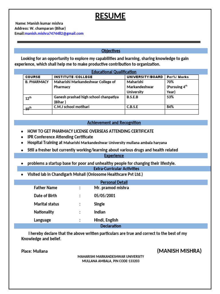 Manish Resume | Download Free PDF | Public Services | Social Programs
