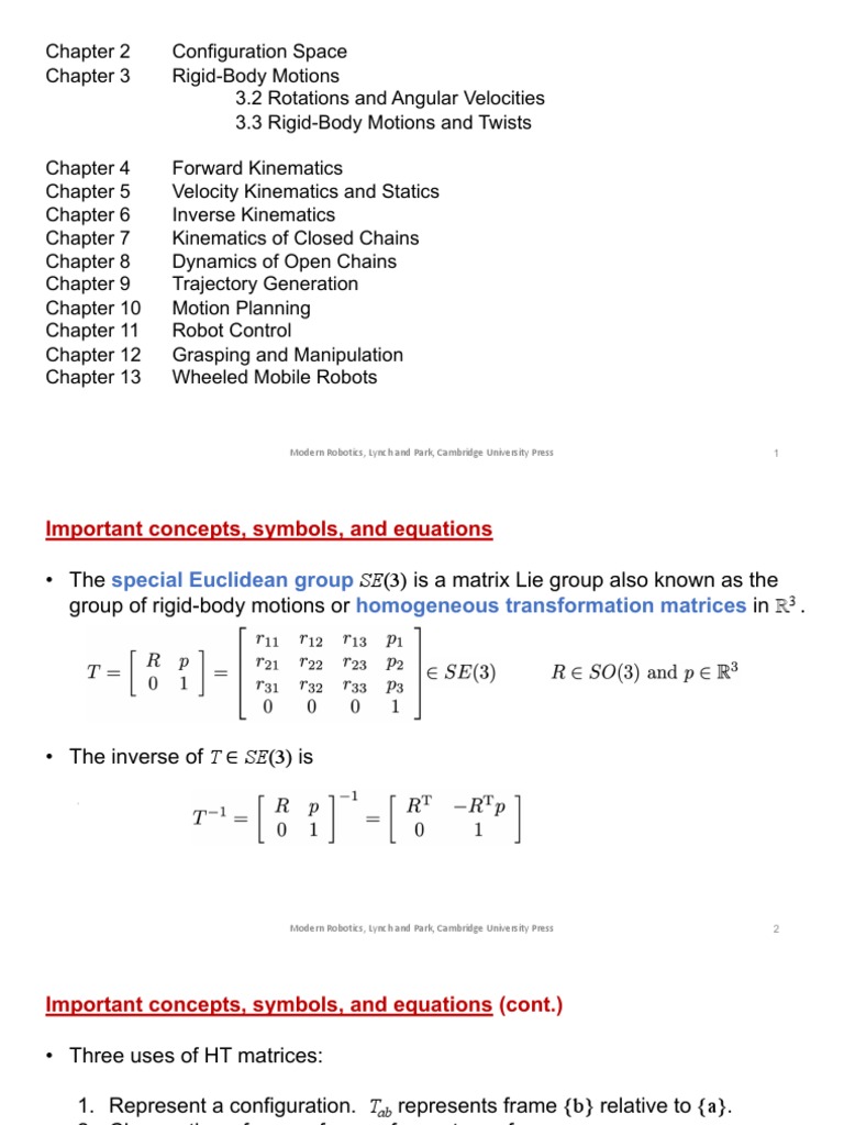 Modern Robotics, Lynch and Park, Cambridge University Press 1 | PDF ...