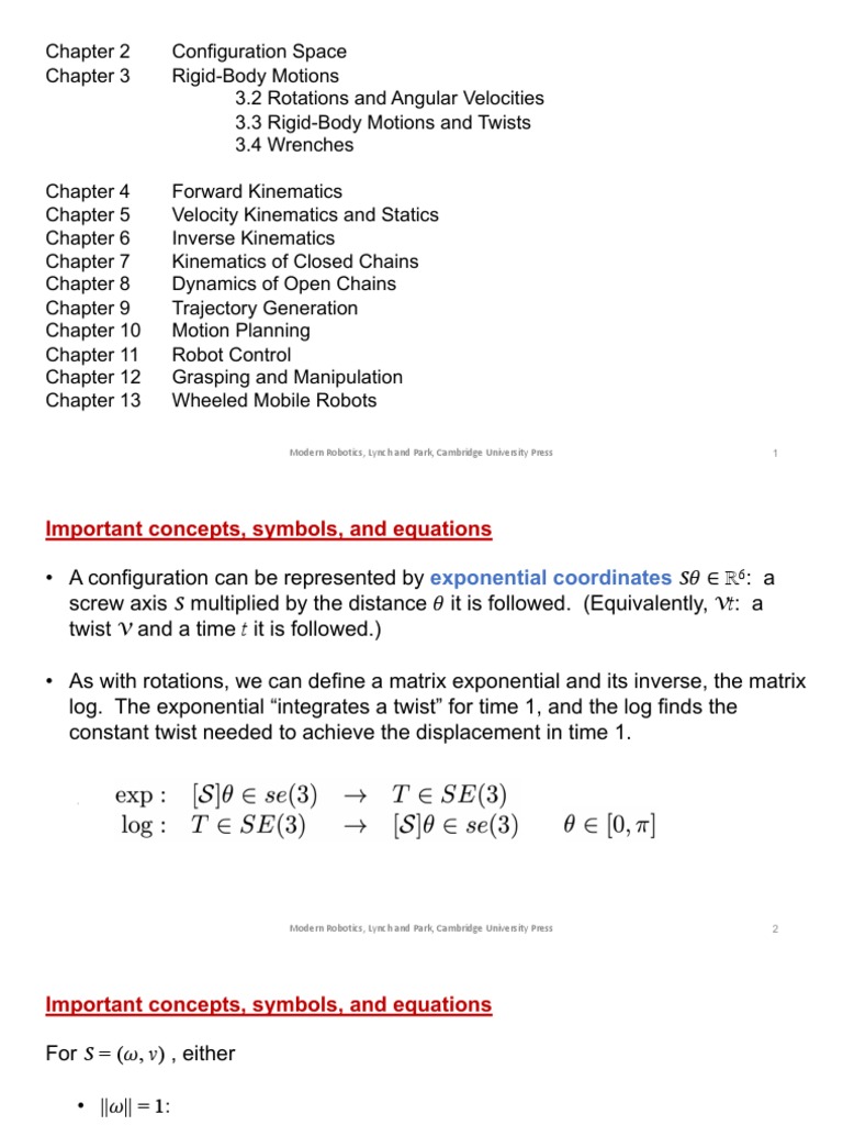 Modern Robotics, Lynch and Park, Cambridge University Press 1 | PDF ...