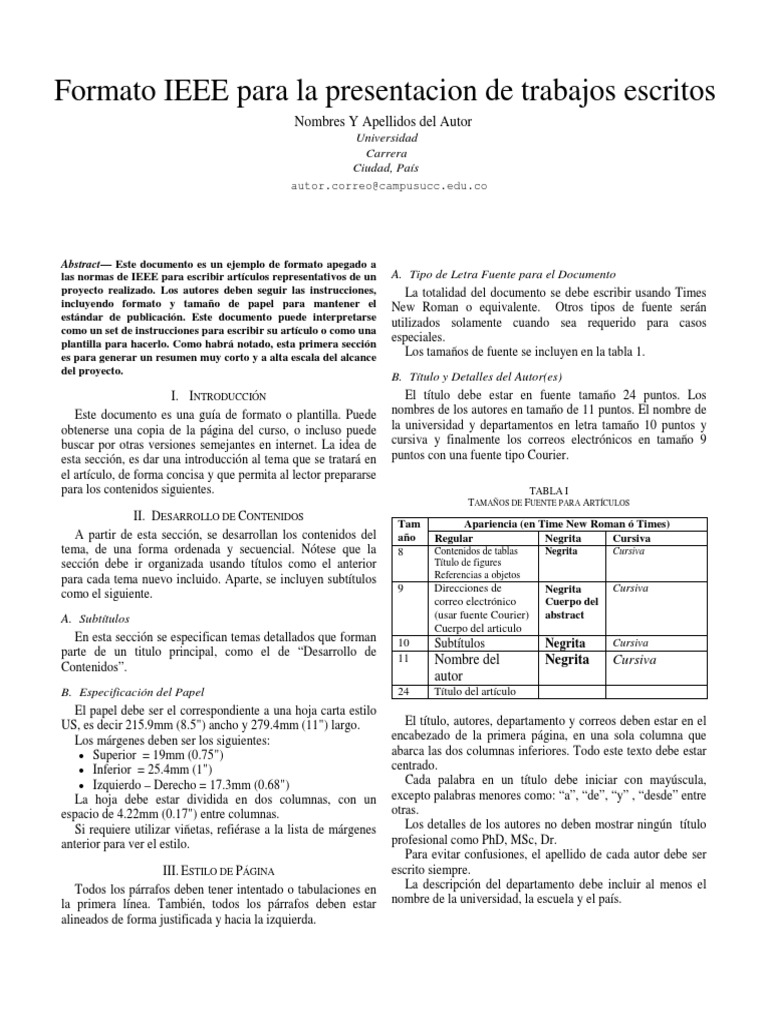 Documento Ejemplo Formato IEEE | PDF | Azul | Sumario abstracto)
