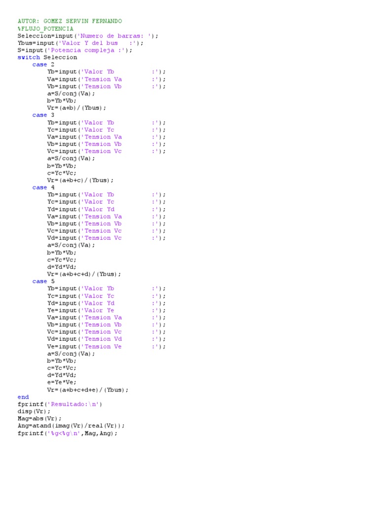 Programa Matlab | PDF