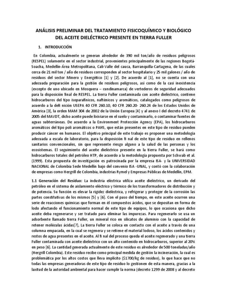 Tratamiento tierra Fuller | PDF | Contaminación | Residuos