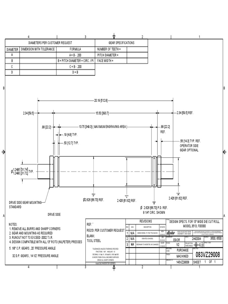 FB3300 Die Cut Roll 08329008 Rev3 | PDF | Gear | Secondary Sector Of ...
