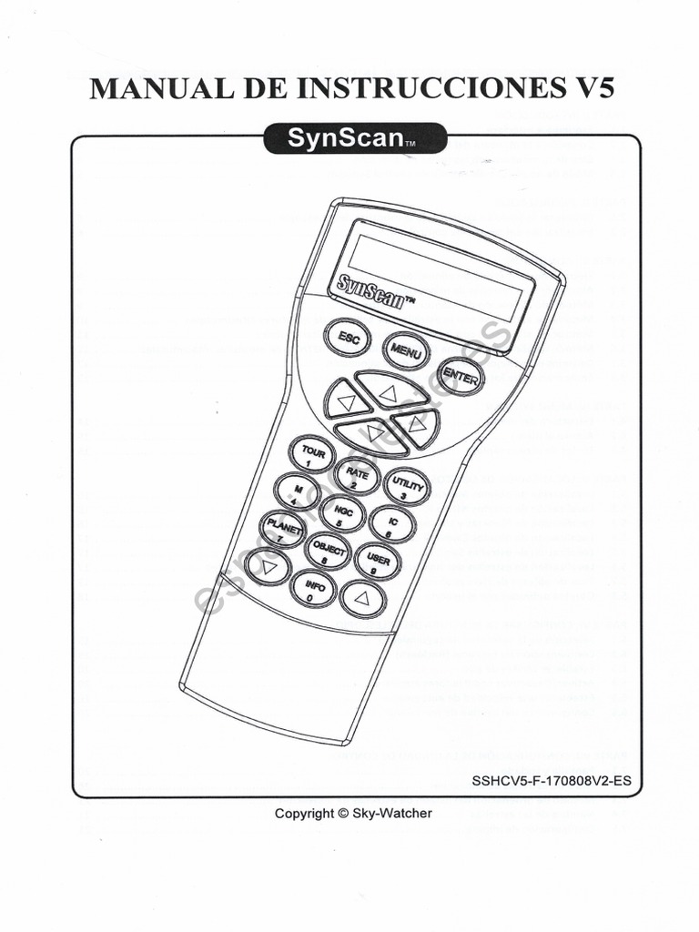 SkyWatcher Mando SynScan V5 Manual de Instrucciones Español | PDF