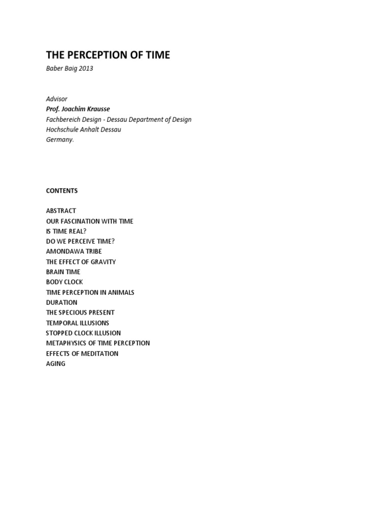 The Perception of Time | PDF | Time | Perception