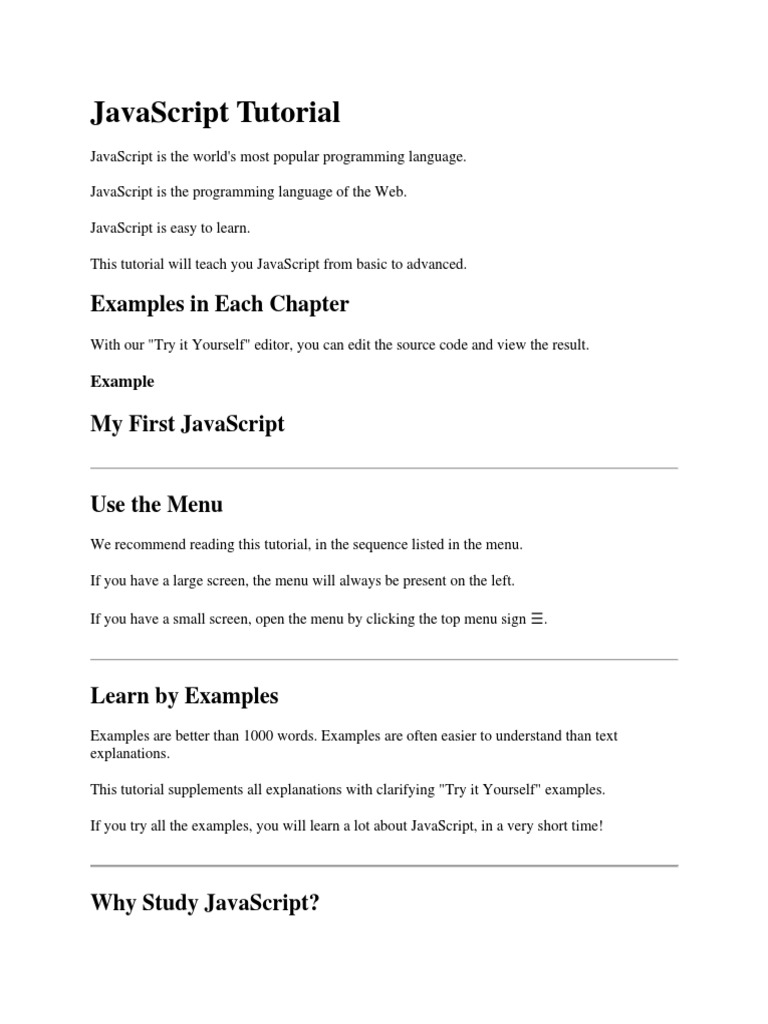 JavaScript Tutorial | PDF | Subroutine | Java Script