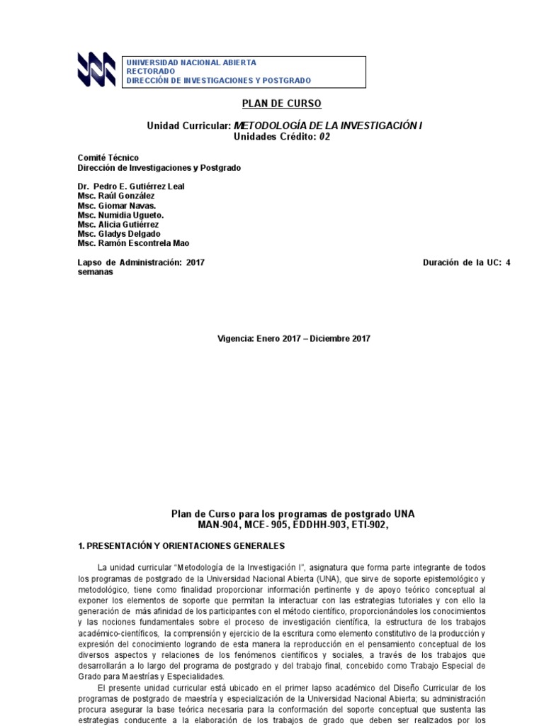 Plan de Curso | PDF | Aprendizaje | Método científico