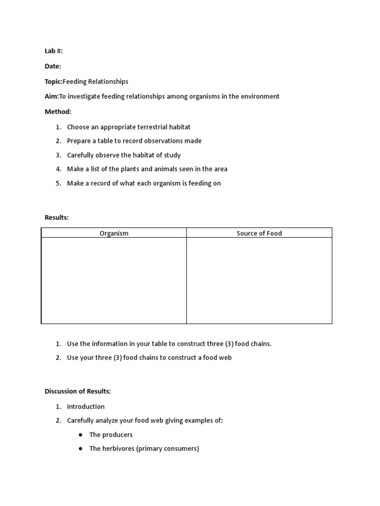 Analyzing Feeding Relationships in Ecosystems | PDF