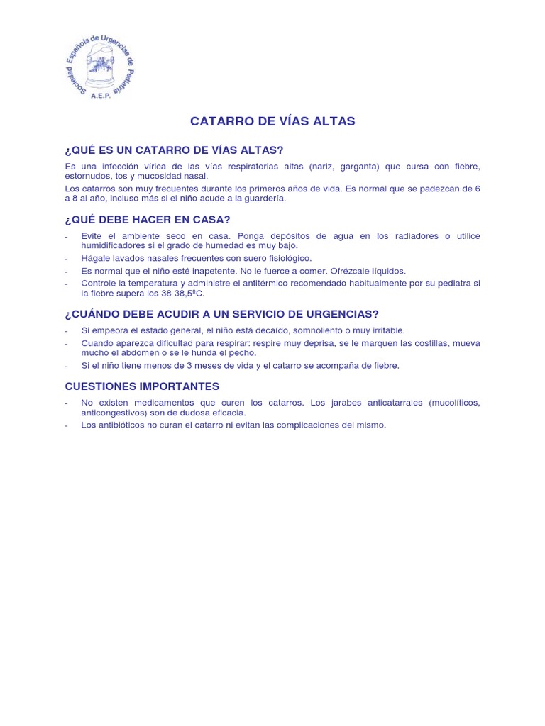 Catarro | PDF | Hogar, jardinería y bricolaje | Salud y bienestar