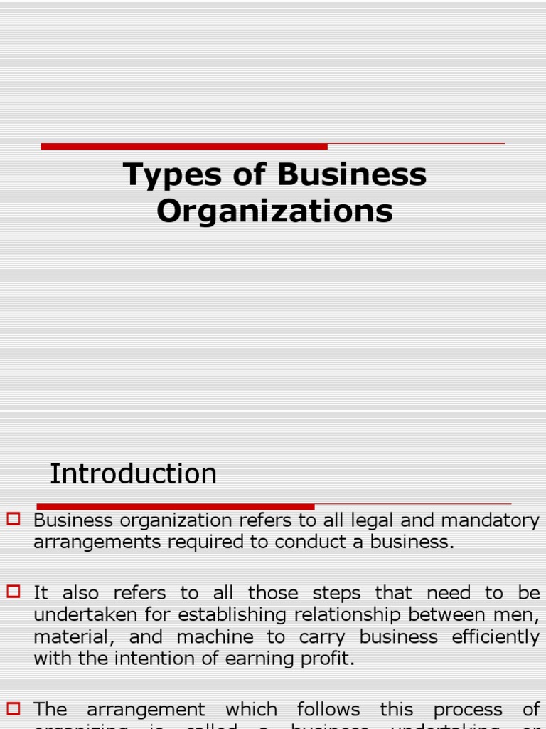 Types of Business Organizations | PDF | Partnership | Joint Stock Company