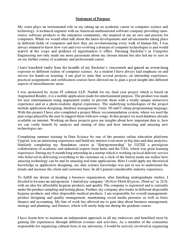 Mis Sop | PDF | Entrepreneurship | Management Information System