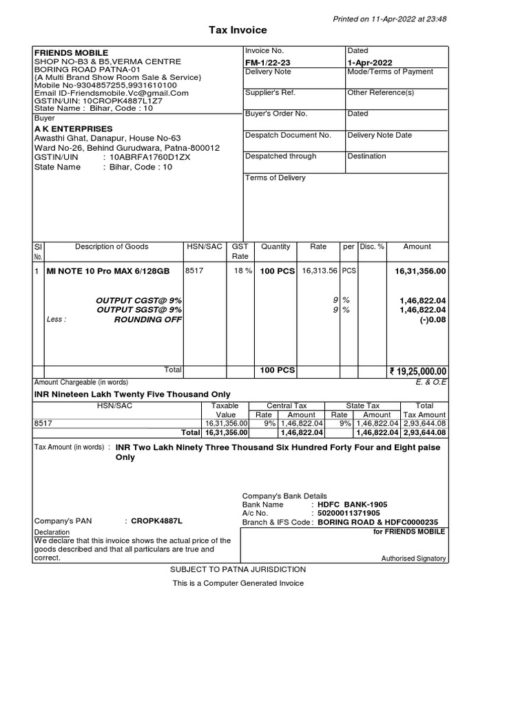 Ak Ent | PDF | Invoice | Trade