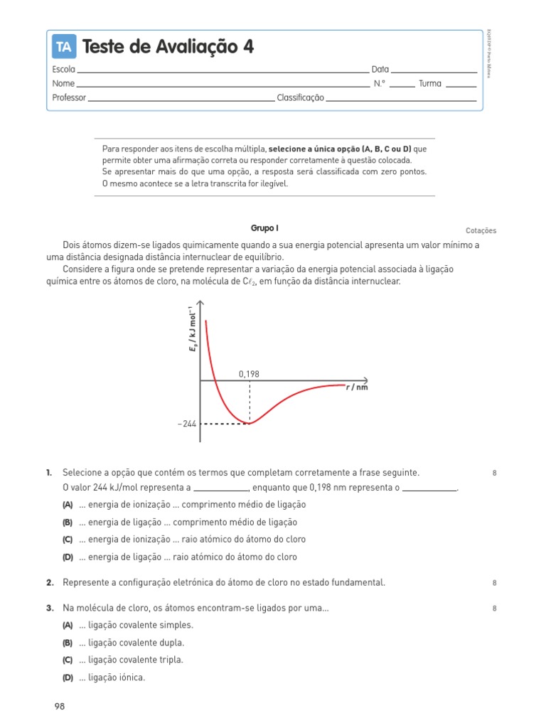Eq10 Dossie Prof Teste Avaliacao 4 Enunciado | PDF