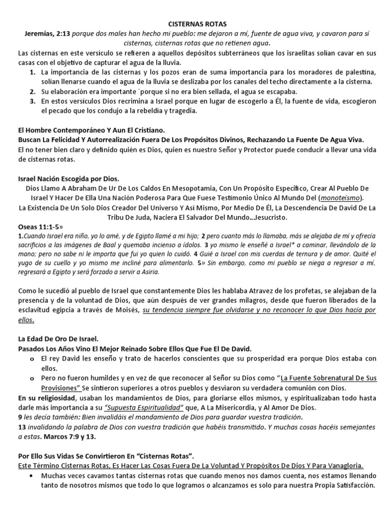Cisternas Rotas: Significado y Reflexión | PDF | Jesús | Dios