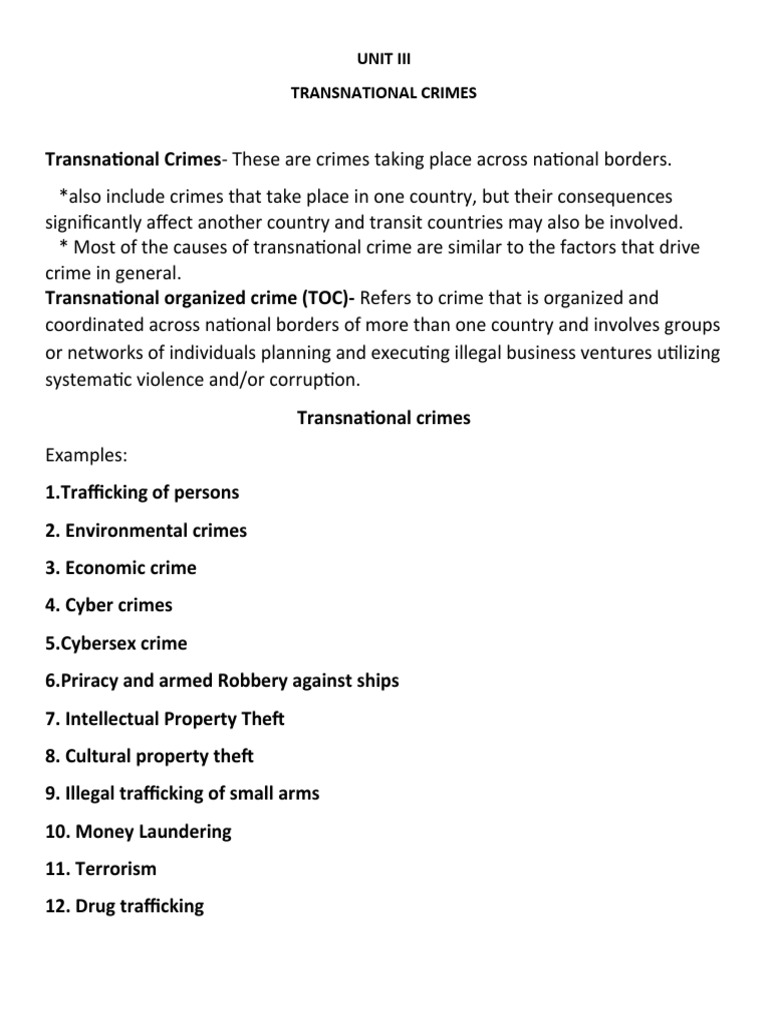 An Overview of Transnational Crimes and Organized Crime Groups | PDF ...