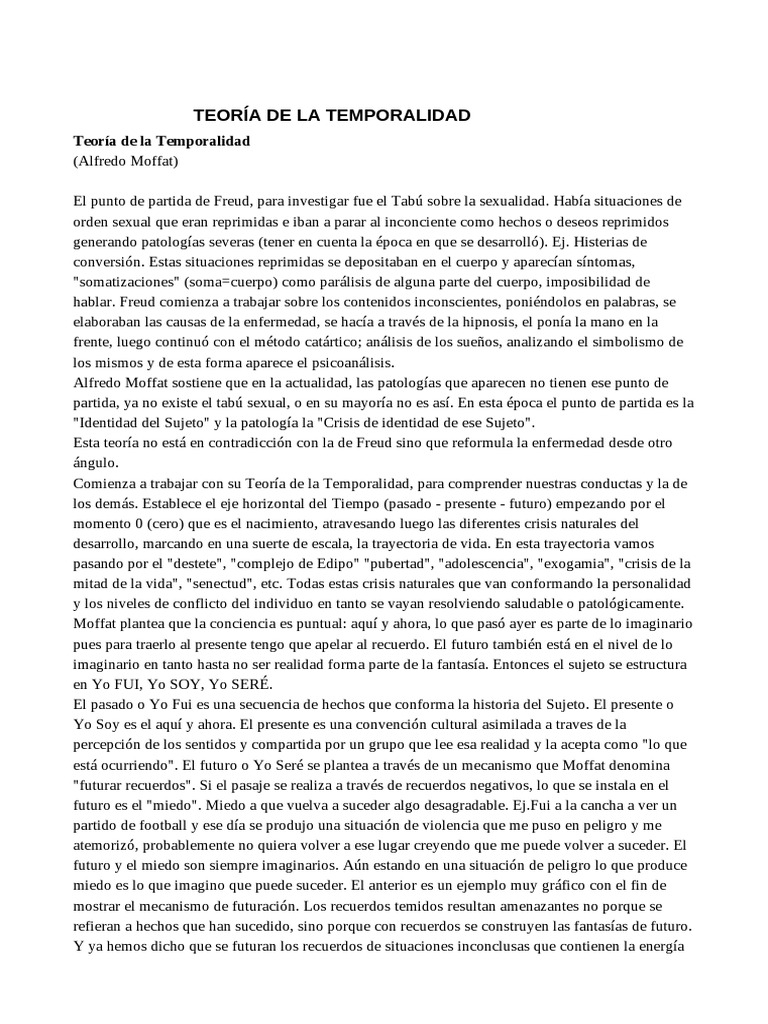 Teoría de la Temporalidad de Moffat | PDF | Sigmund Freud | Temor