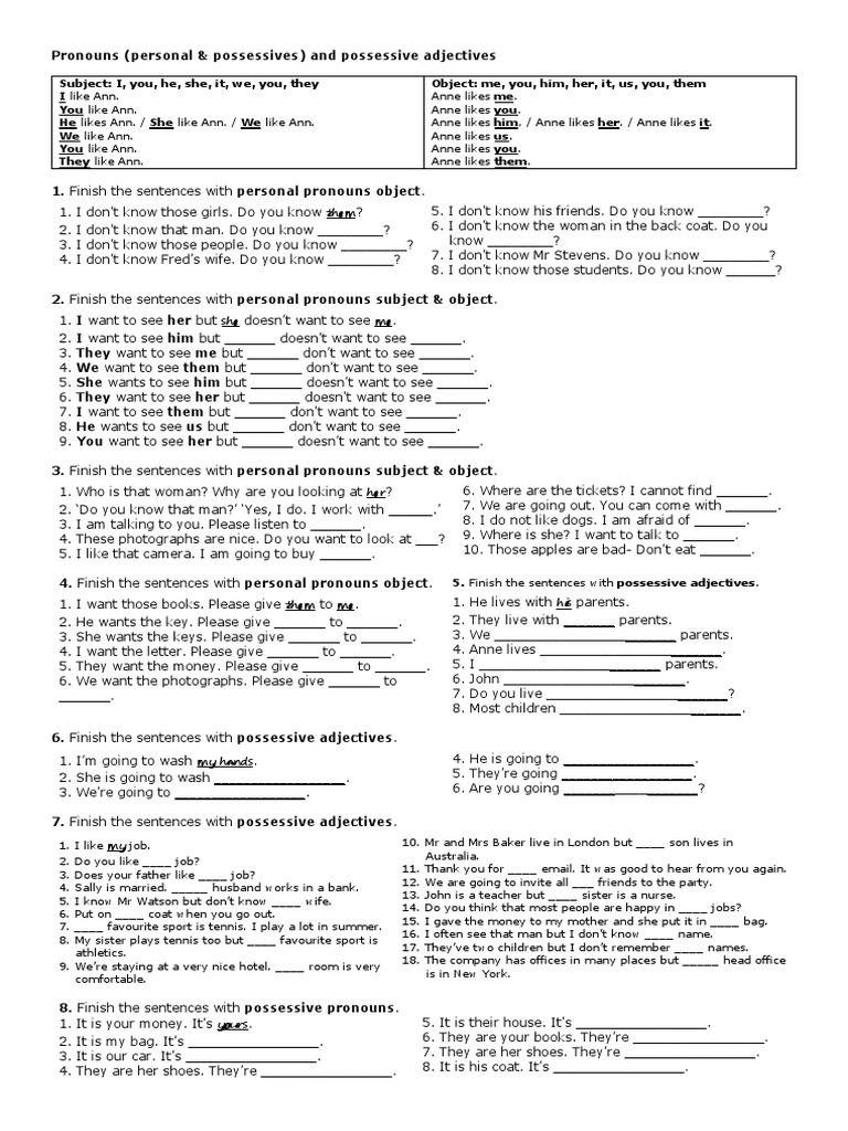 Handout - Pronouns | PDF | English Grammar | Pronoun